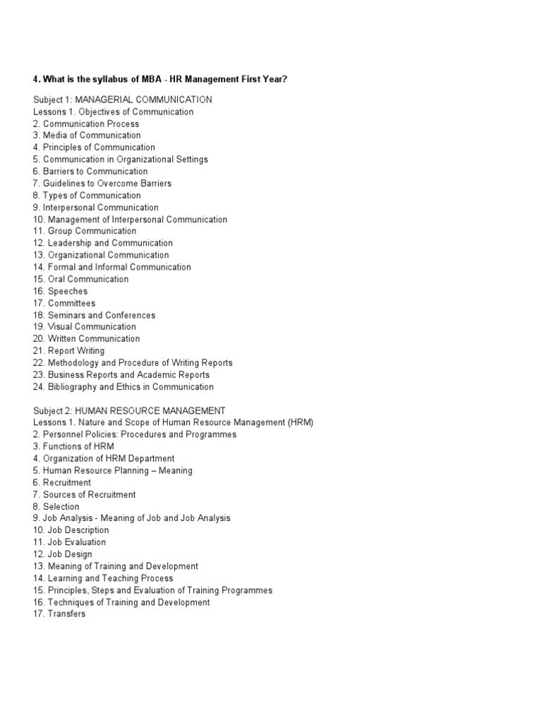 Mba - HR Syllabus | PDF | Human Resource Management | Organizational ...
