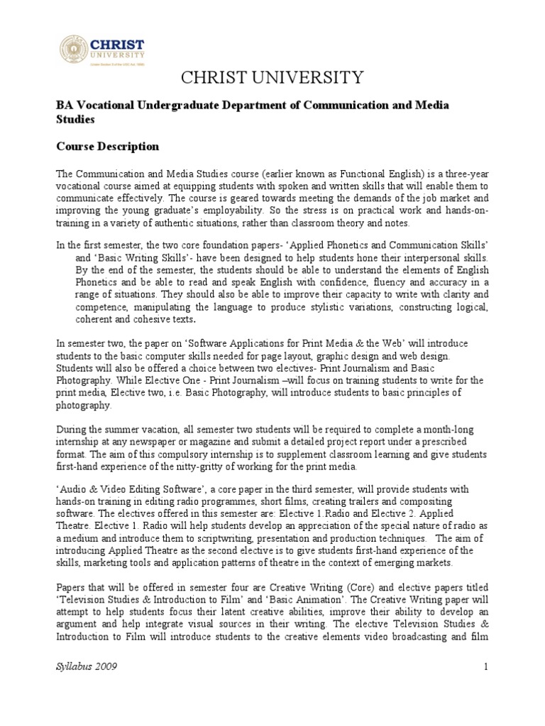 Communication and Media Studies Syllabus | PDF | Mass Media | Advertising