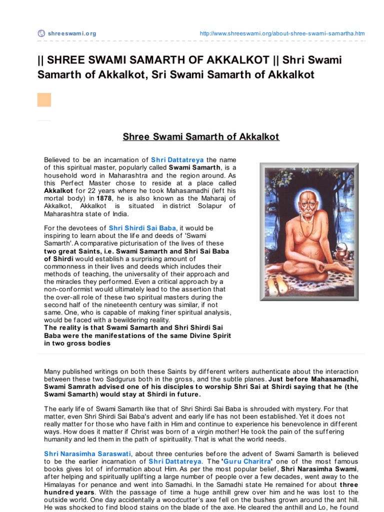 Shri Swami Samarth of Akkalkot | PDF | Religious Faiths | Indian Religions