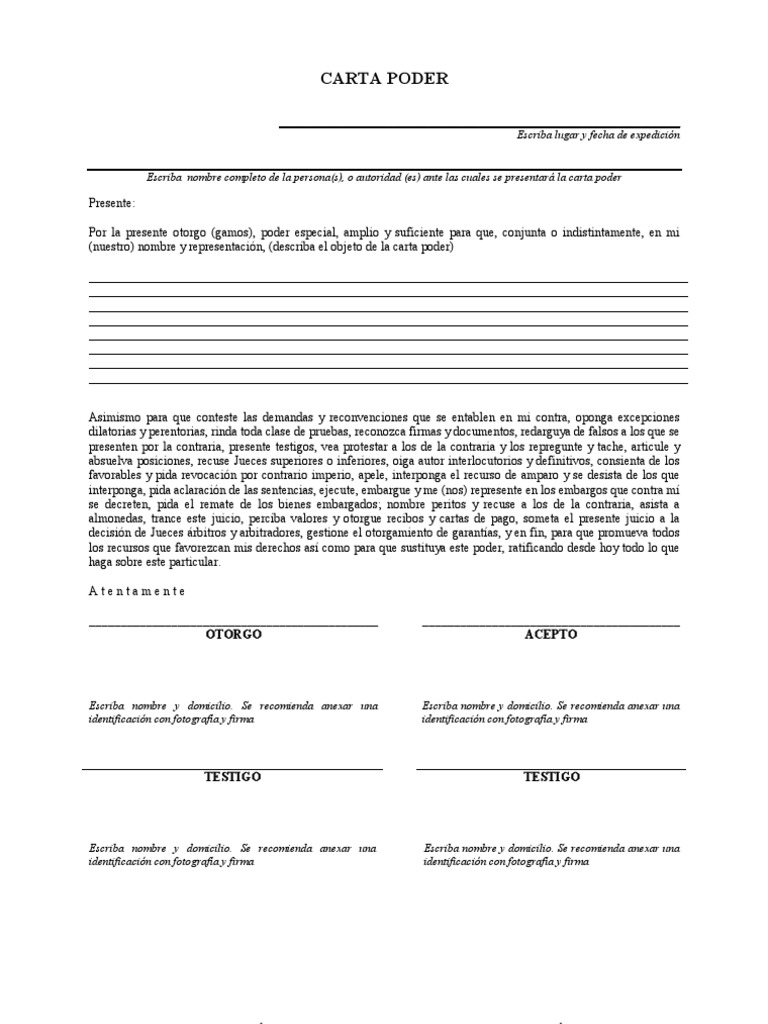 Formato de Carta Poder Simple | PDF | Juez | Información del gobierno