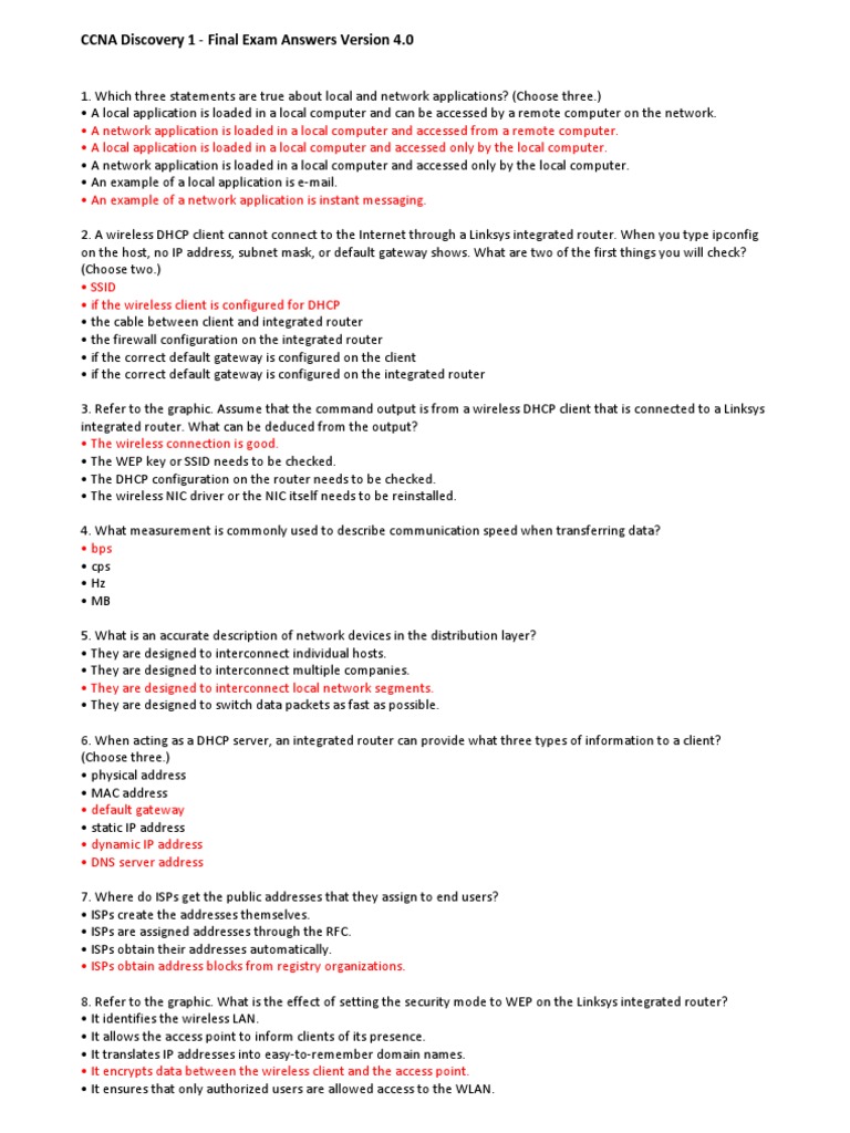 CCNA Discovery 1 Final Exams | PDF | Ip Address | Computer Network