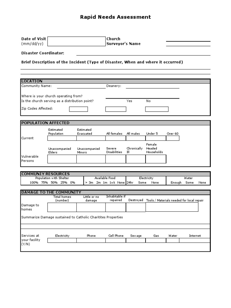 Disaster: Rapid Needs Assessment Form