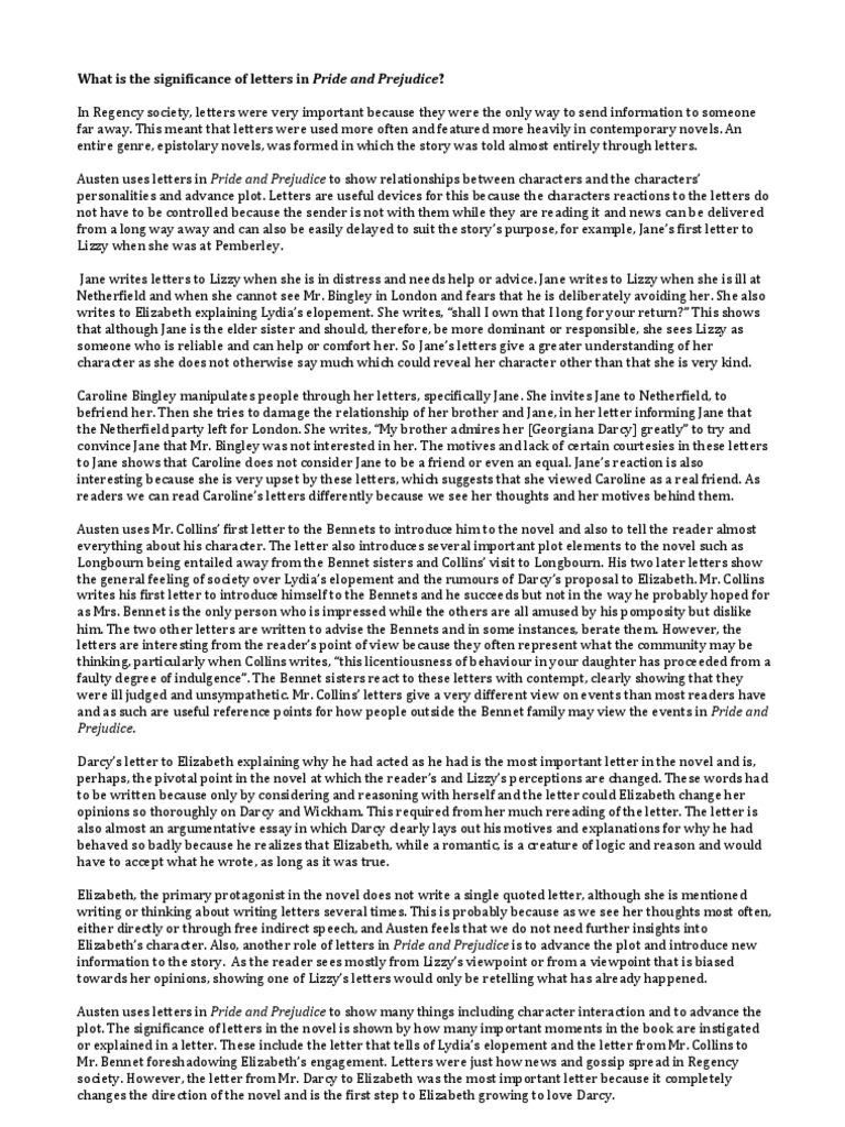 The Significance of Letters in Pride and Prejudice: How They Reveal ...