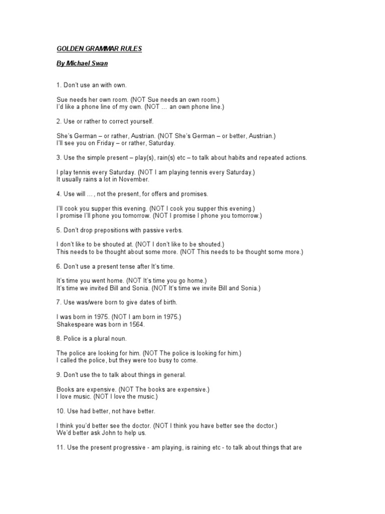 Golden Grammar Rules | PDF