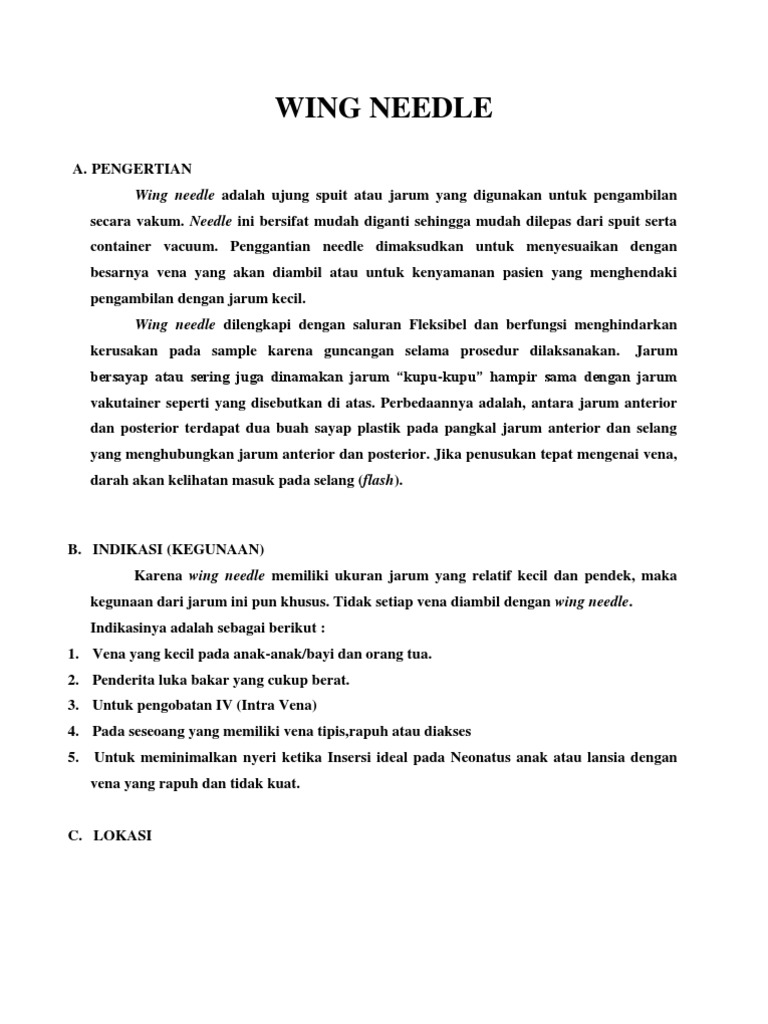 Wing Needle | PDF