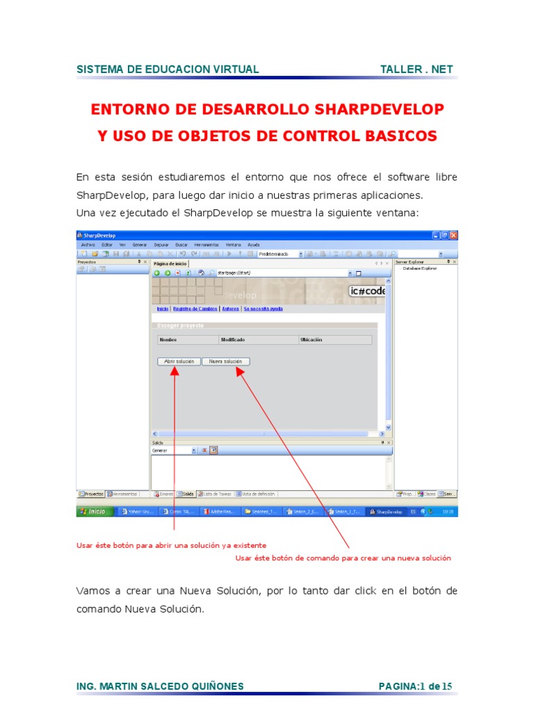 Sesion 2 Entorno SharpDevelop | PDF | C Sharp (lenguaje de programación) | Java (lenguaje de ...