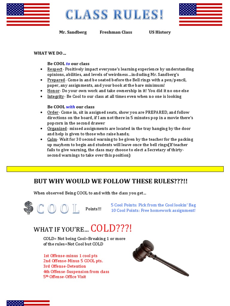 CI 403 Class Rules Handout | PDF