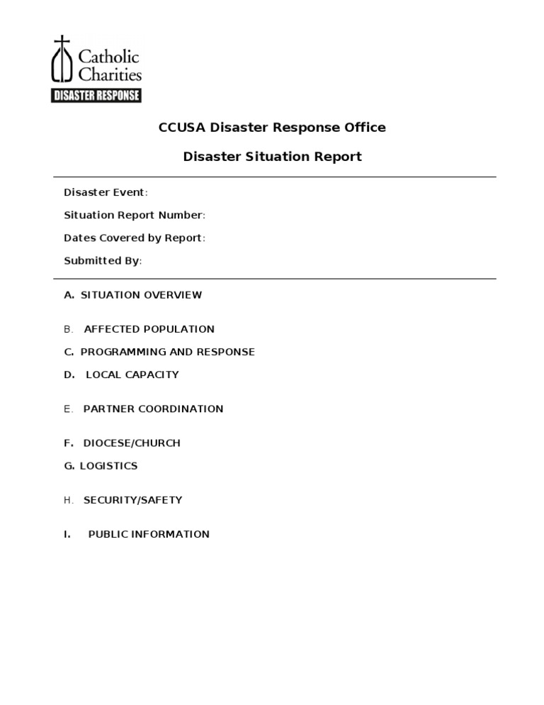 Disaster: CCUSA Disaster Response Office Disaster Situation Report | PDF