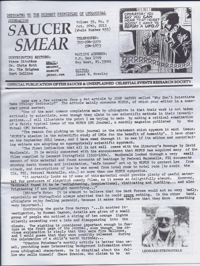 Saucer Smear Jim Moseley Final Issue | PDF | Ufo Related Phenomena ...