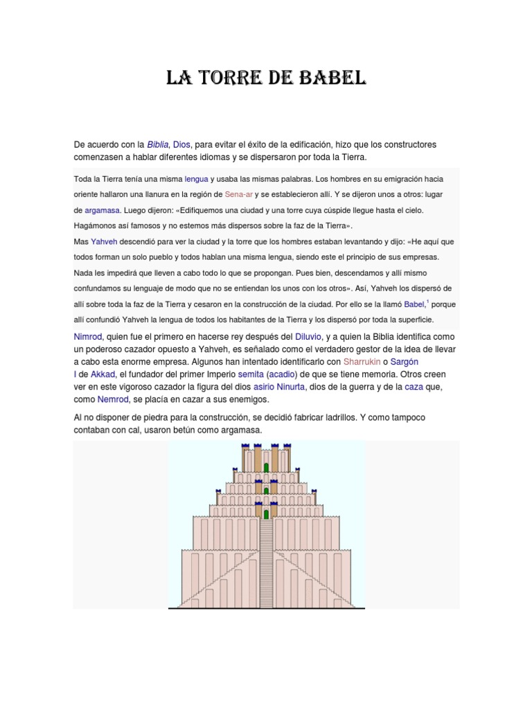 La Torre de Babel | Textos Religiosos | Religión y creencia | Prueba ...