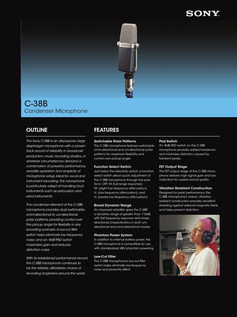 c38b Specsheet 6-07 | PDF | Microphone | Sound Recording