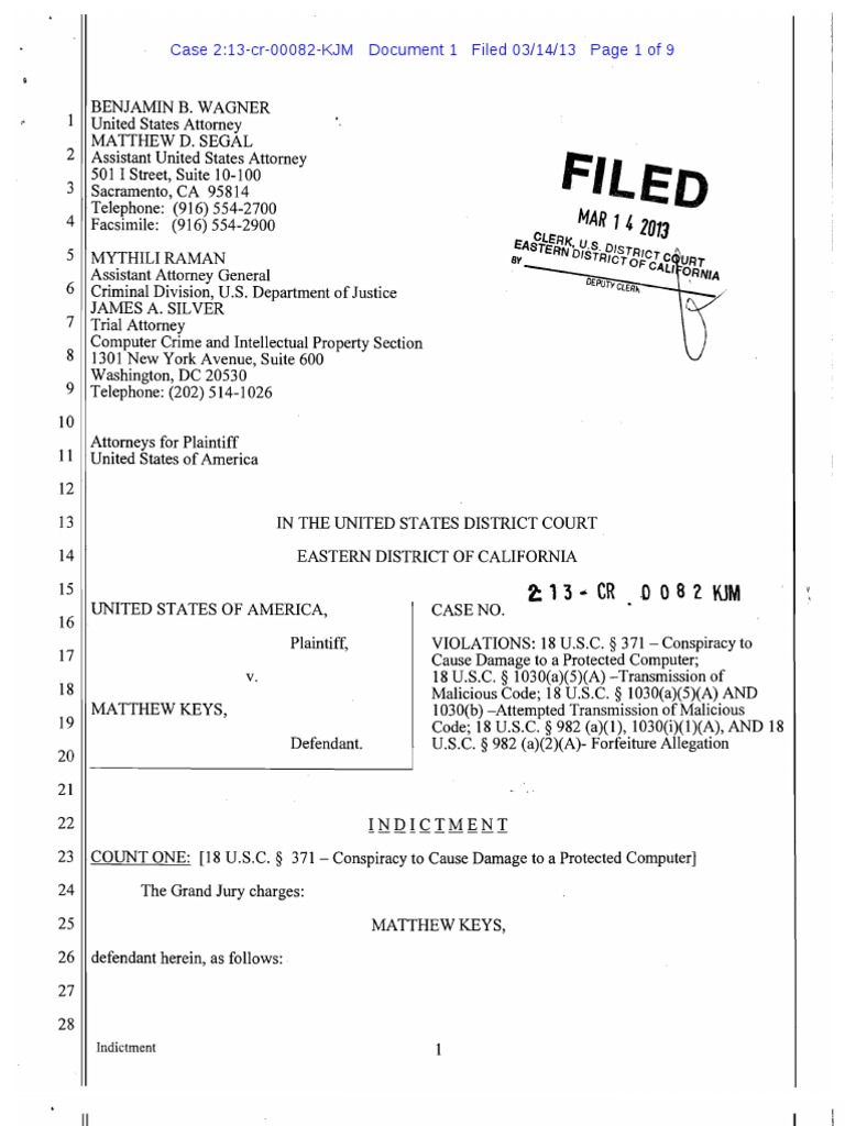 USA vs. Keys: Grand Jury Indictment | PDF