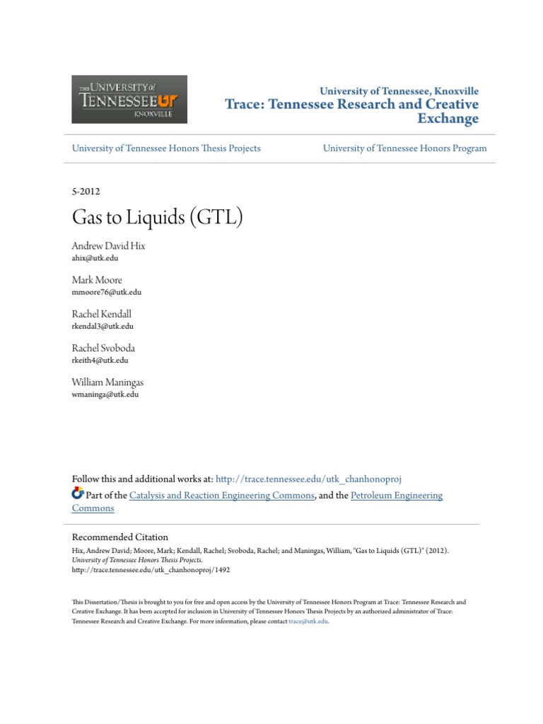 GTL Process Design and Economic Analysis | PDF | Gas To Liquids ...