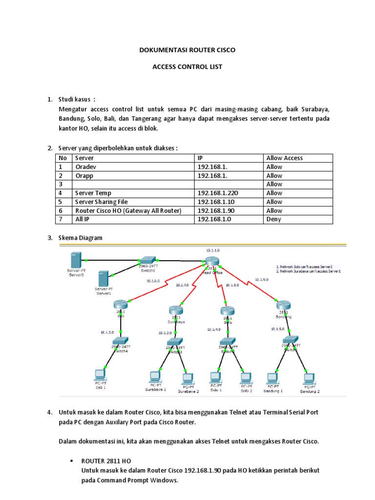 Dokumentasi Router Cisco - Access Control List | PDF