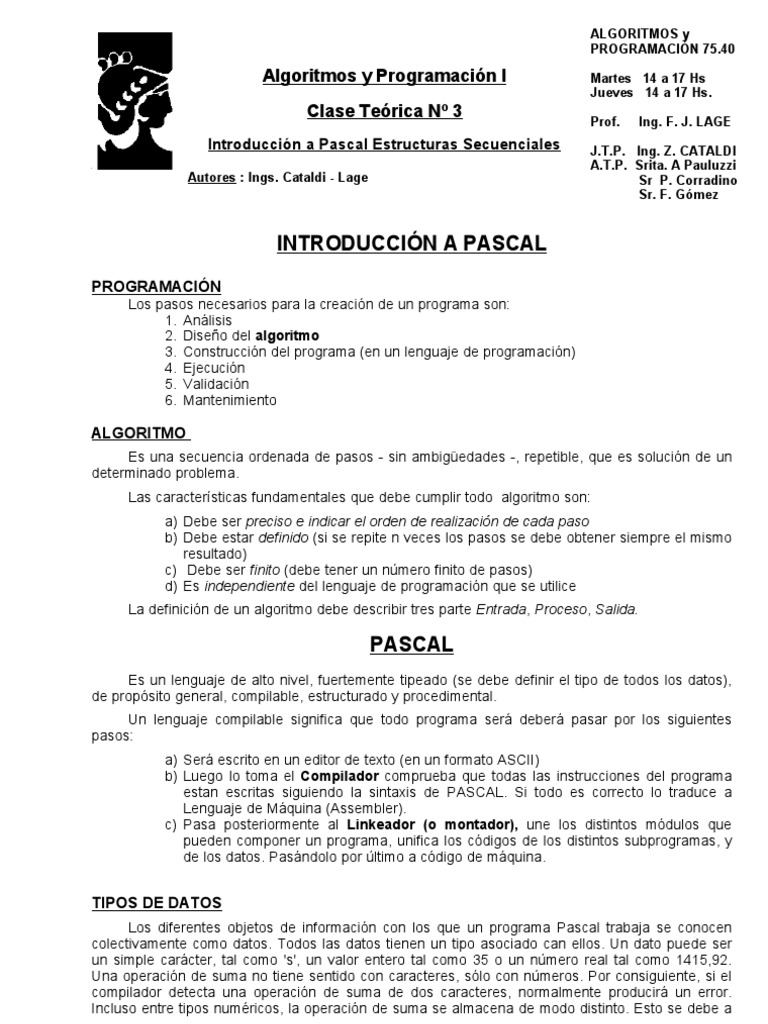 Algoritmos & Programacion - III - Introduccion A Pascal - Estructuras Secuenciales | PDF ...