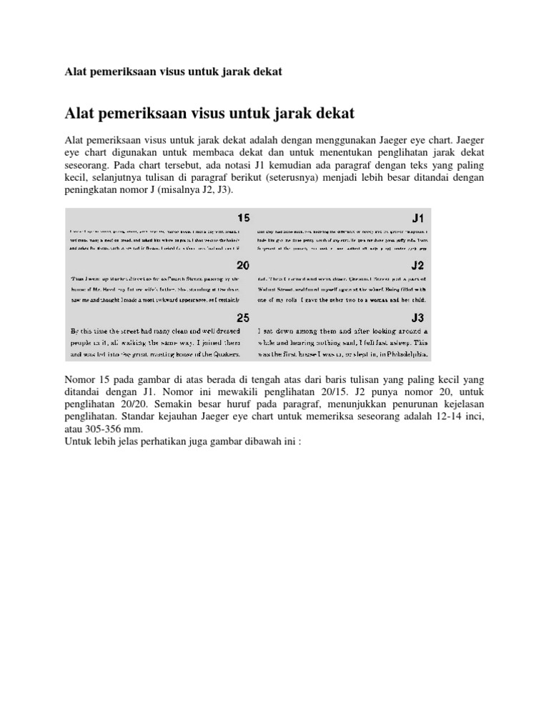 Alat Pemeriksaan Visus Untuk Jarak Dekat | PDF