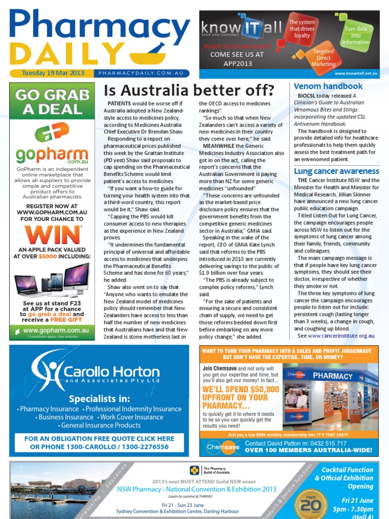 Pharmacy Daily For Tue 19 Mar 2013 - Pharmacy Product Focus, Top ...