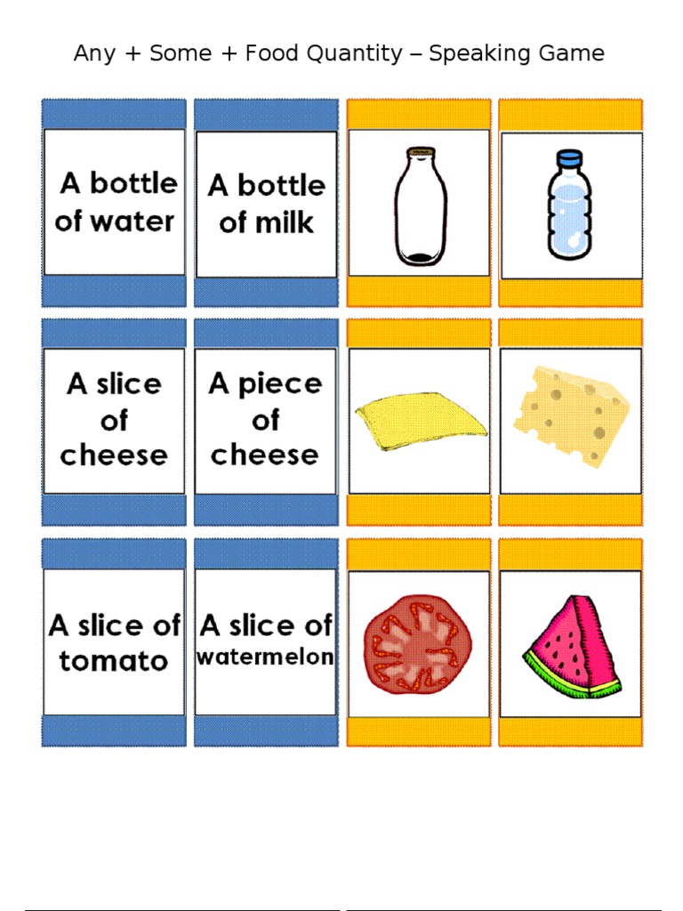 ESL Food Quantity Speaking Cards | PDF | Leisure