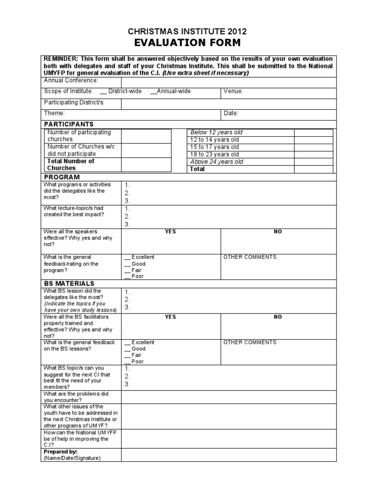 CI Evaluation Form | PDF