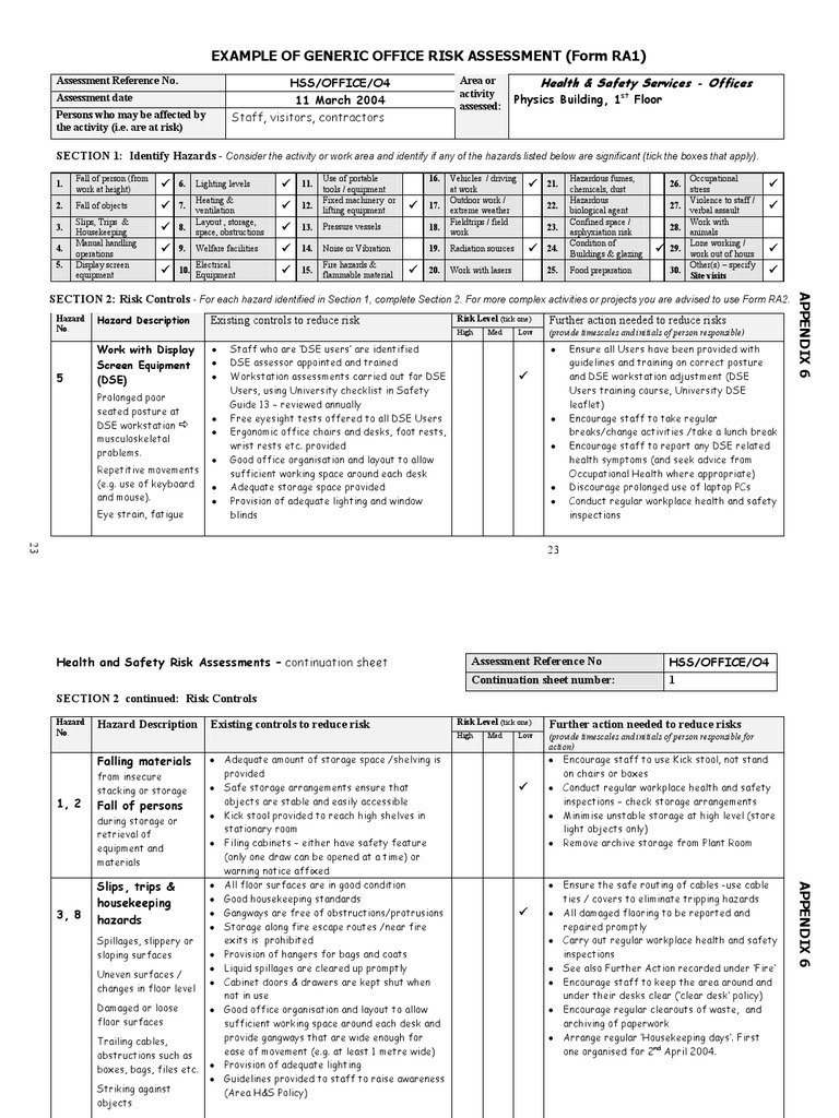 Nsi ExampleRiskAssessment | Occupational Safety And Health | Safety ...