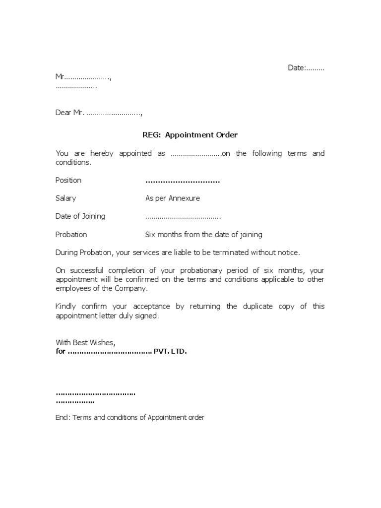 Appointment Order and Terms of Employment | PDF | Finance & Money ...