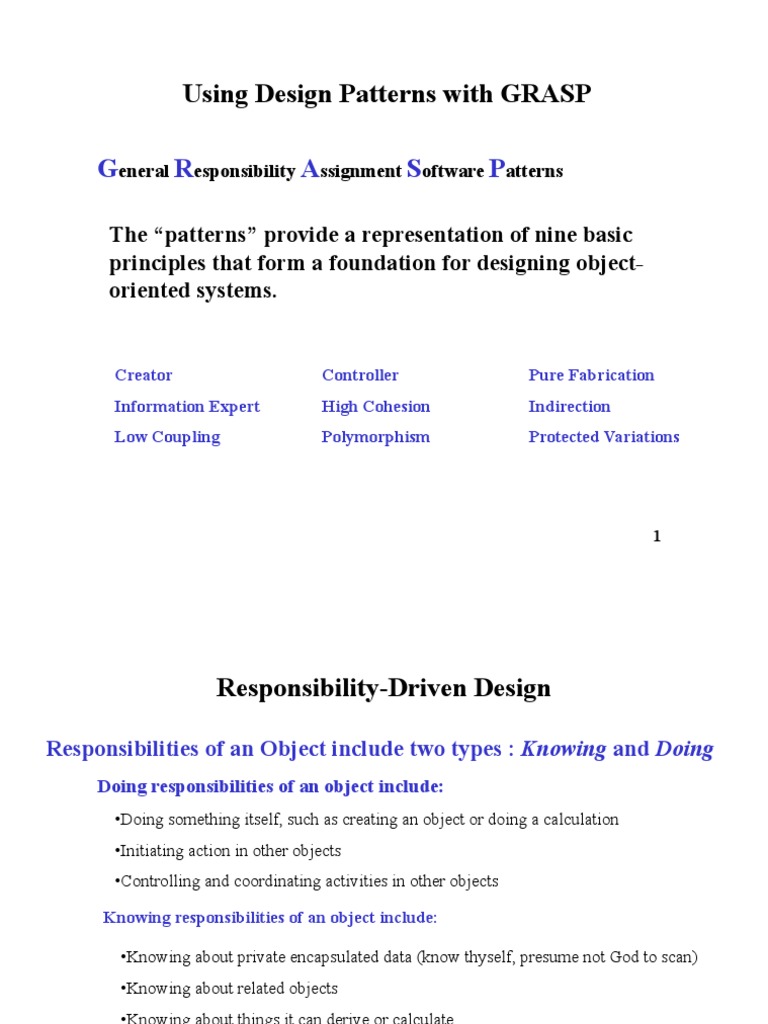 Using Design Patterns With GRASP: G R A S P | PDF | User Interface | Inheritance (Object ...