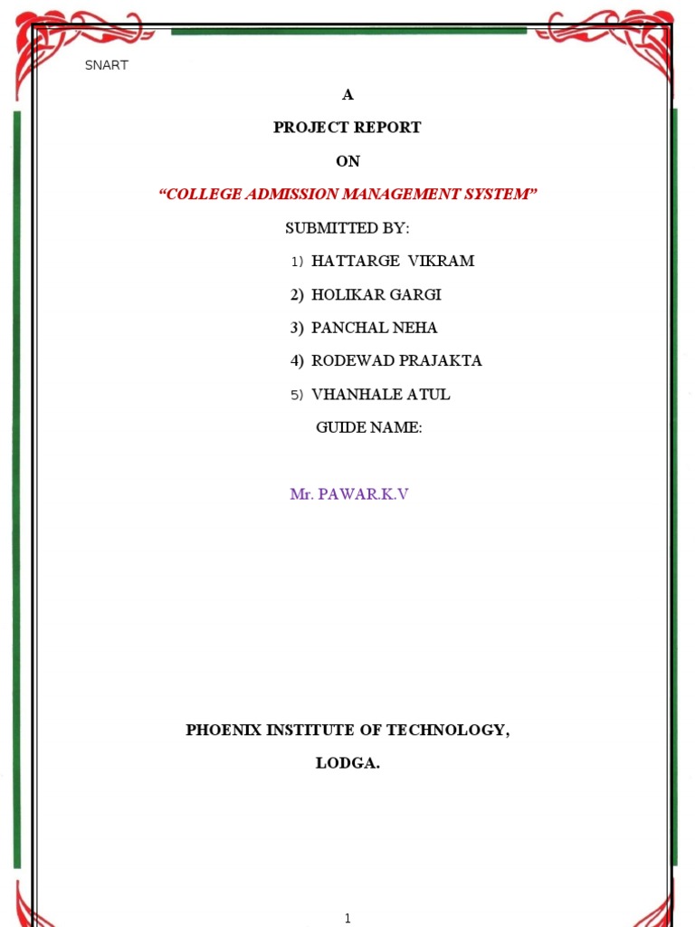 "College Admission Management System": A Project Report ON | PDF ...