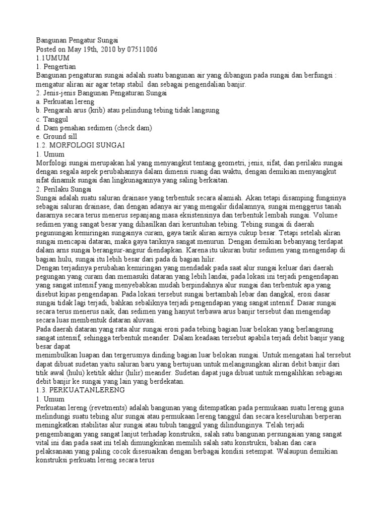 Bangunan Pengatur Sungai (Groundsill) | PDF