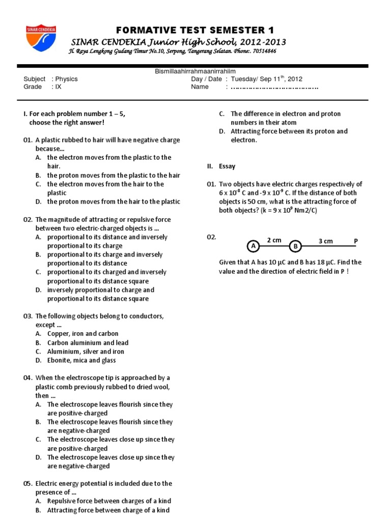 Physics Formative Test for Grade IX | PDF | Technology & Engineering