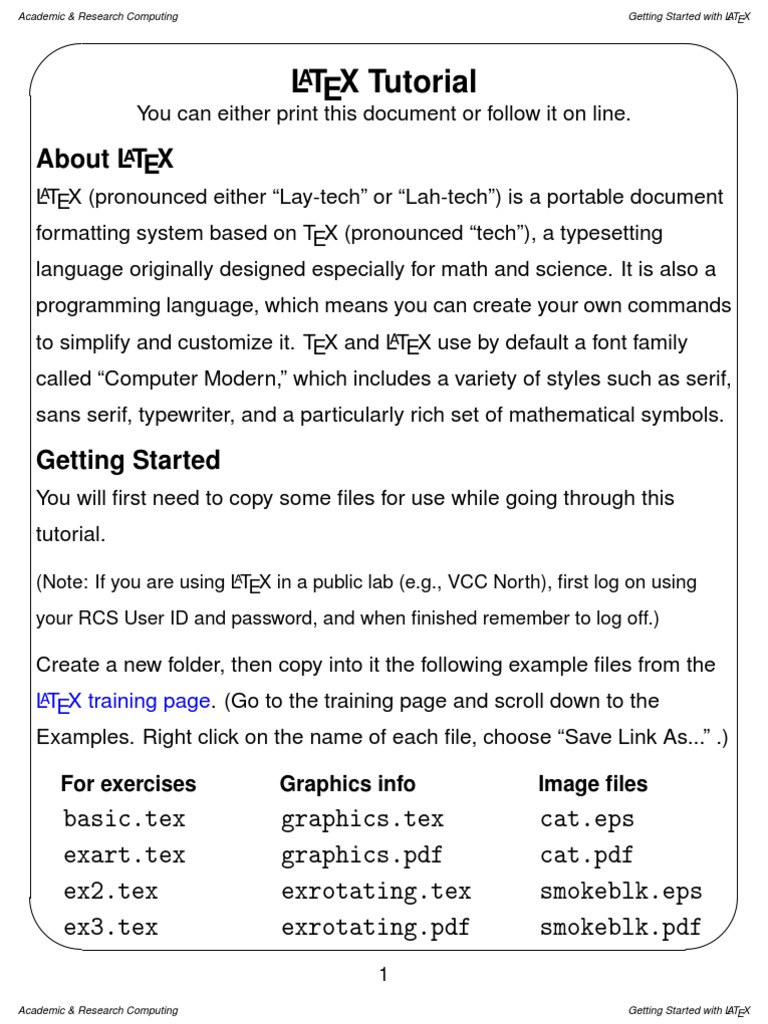 Getting Started with LaTeX Guide | PDF | Te X | Portable Document Format