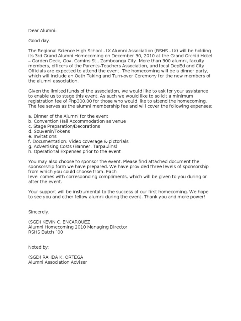 Solicitation Letter