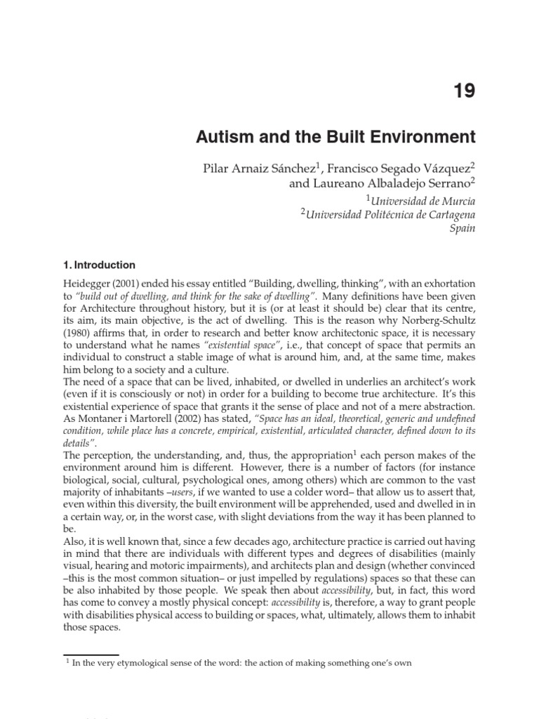 Autism and The Built Environment | PDF | Autism | Asperger Syndrome