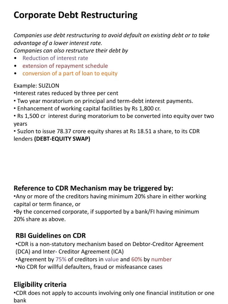 Corporate Debt Restructuring | Download Free PDF | Debt | Interest