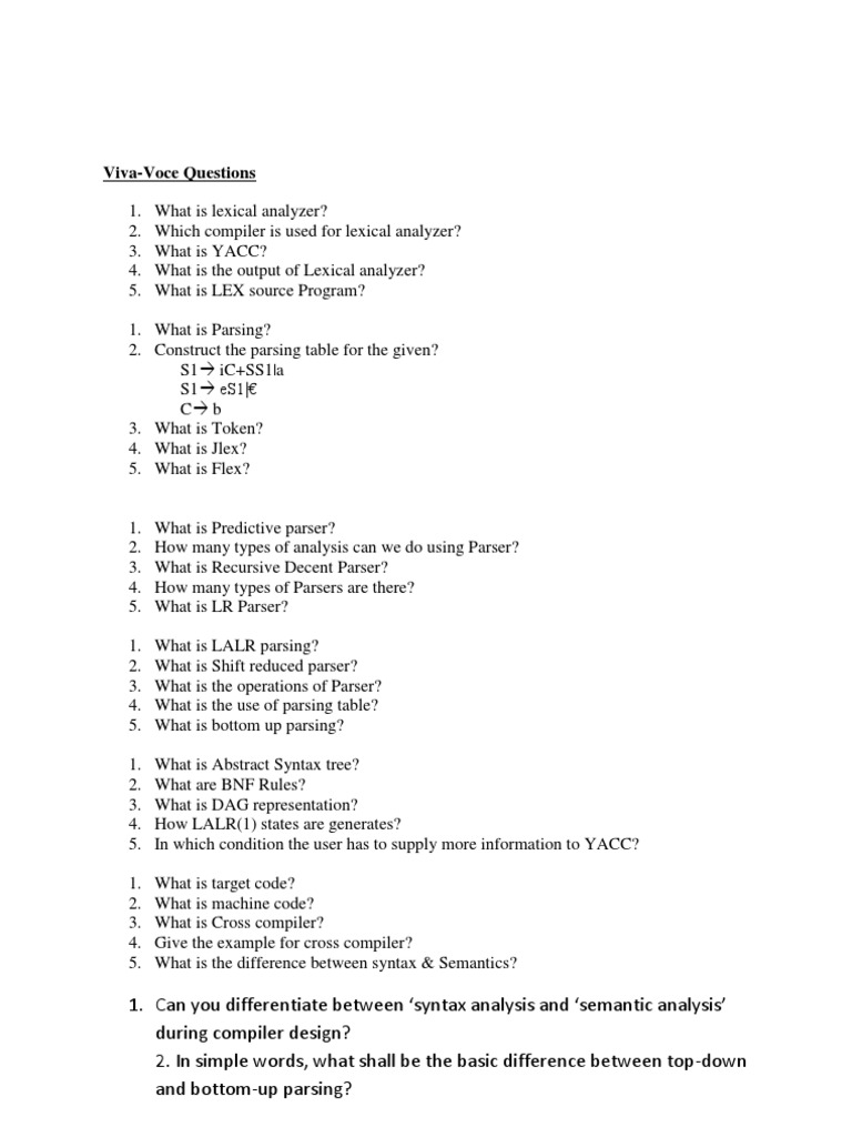 Compiler Lab Viva | Download Free PDF | Parsing | Compiler
