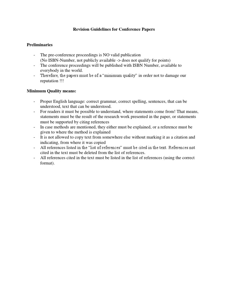 Revision Guidelines For Conference Papers | PDF | Language Arts ...