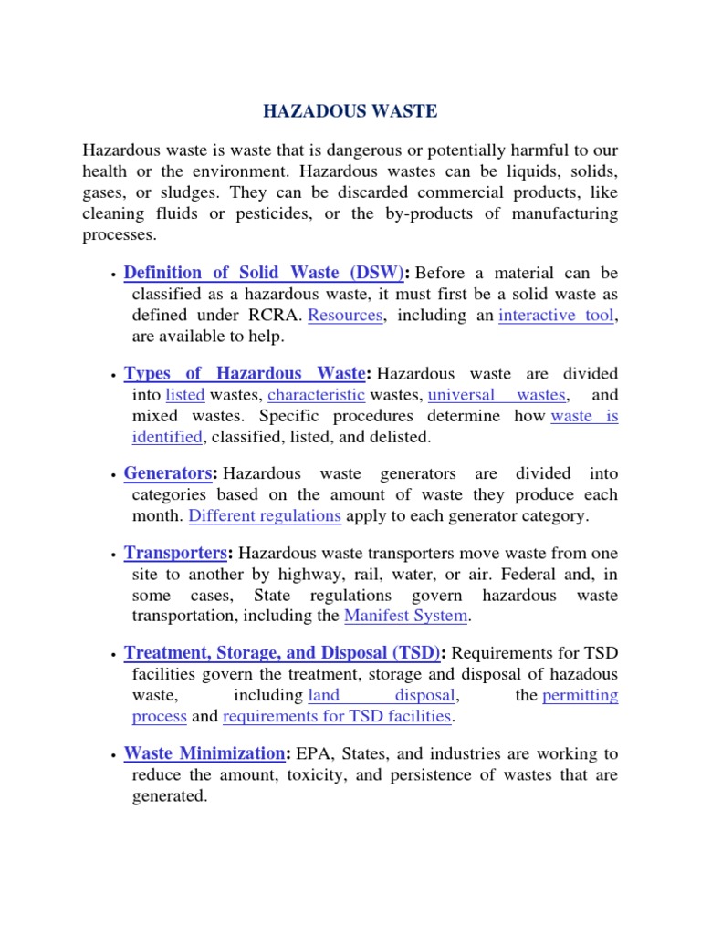 Hazardous Waste | PDF | Resource Conservation And Recovery Act ...