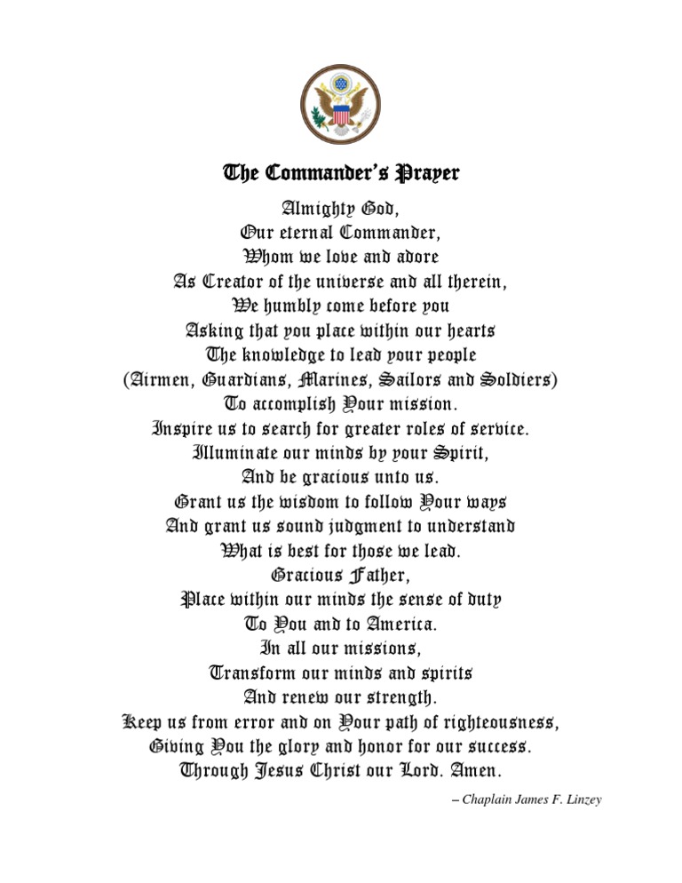 The Commander's Prayer by James F. Linzey (Military Bible Association ...