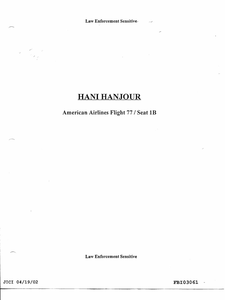 Fbi Summary About Alleged Flight 77 Hijacker Hani Hanjour Pdf Aviation