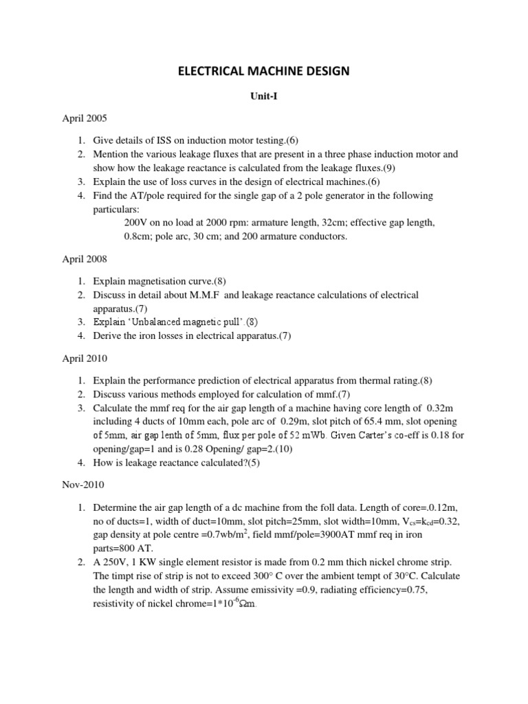 Electrical Machine Design | PDF | Electric Generator | Transformer