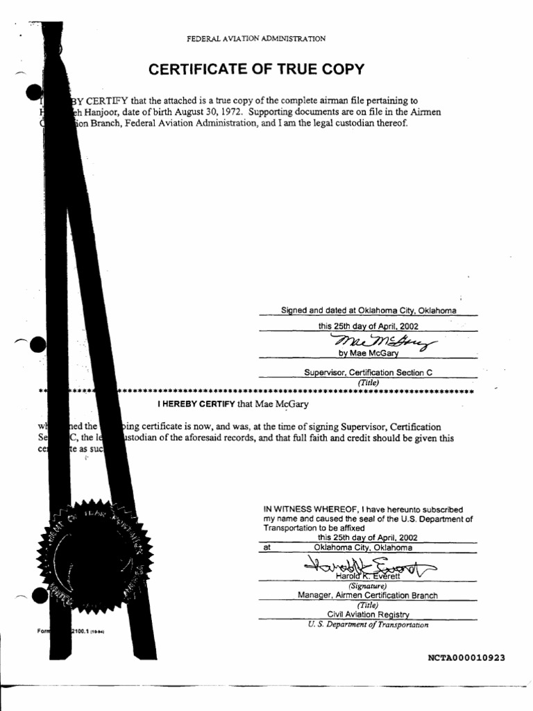 Airman Records For Alleged 9/11 Hijacker Hani Hanjour | PDF | Flight ...
