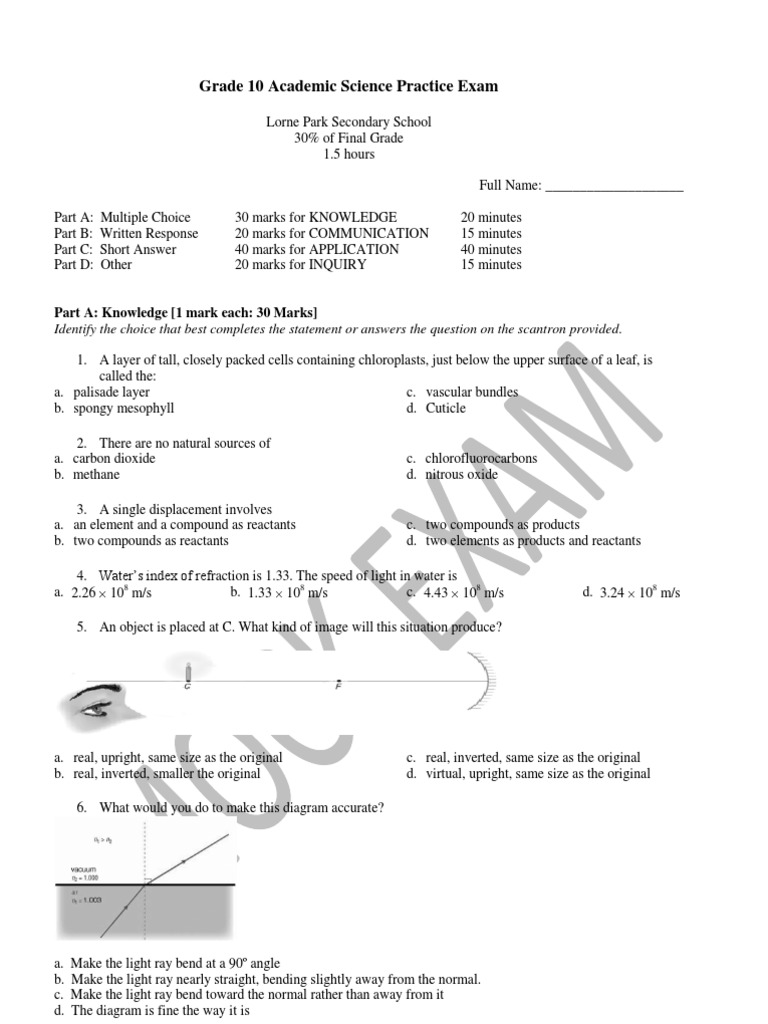 Grade 10 Academic Science Practice Exam[1] | Carbon | Boron
