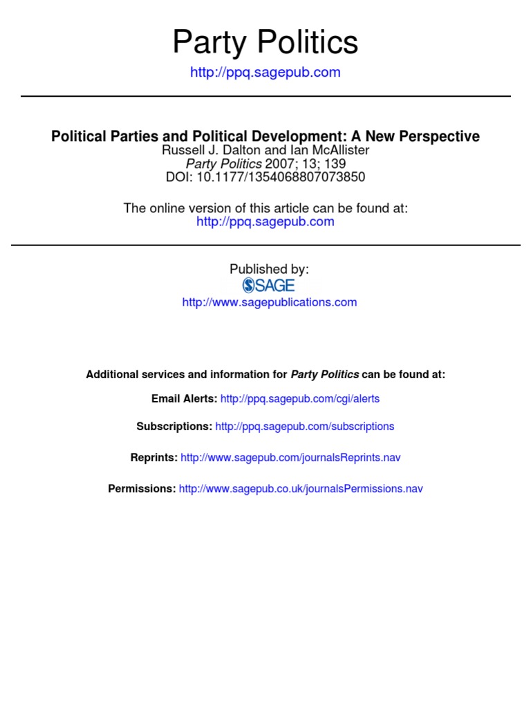 Party Politics: Political Parties and Political Development: A New ...