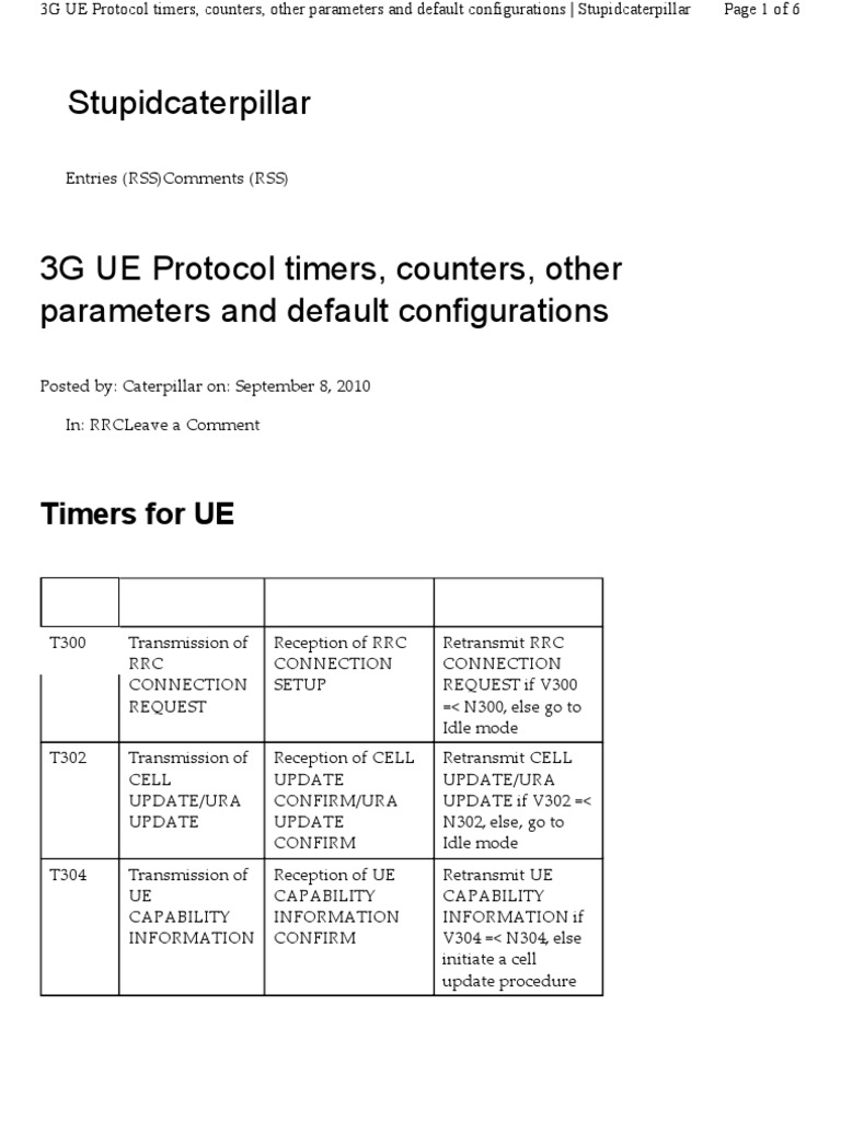 2010-09-08 3g-Ue-Protocol TIMER | PDF | Networks | Telecommunications Standards