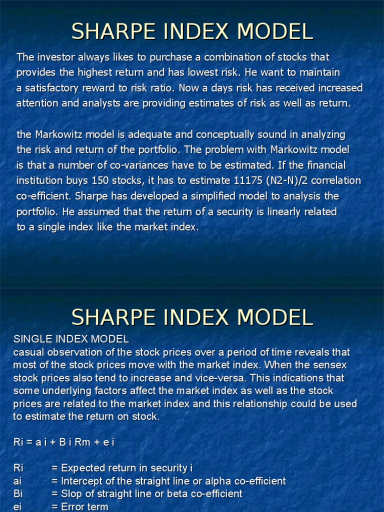 Portfolio Sharpe Index Model - 2 | PDF | Beta (Finance) | Financial ...