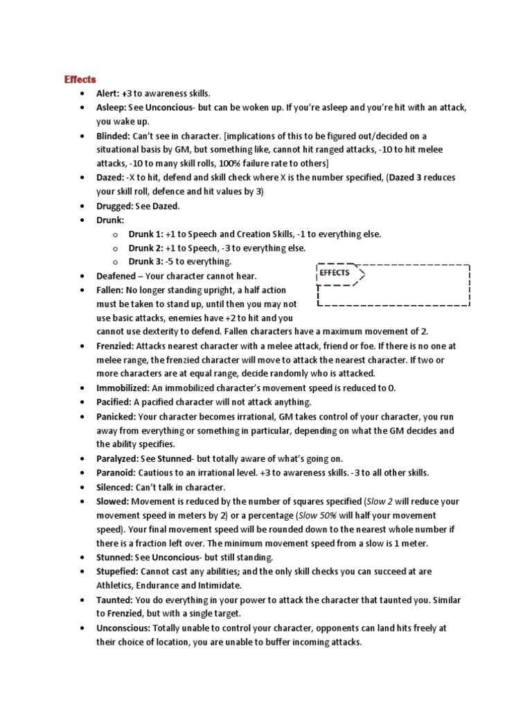 Character Effects | PDF | Gaming | Role Playing Games