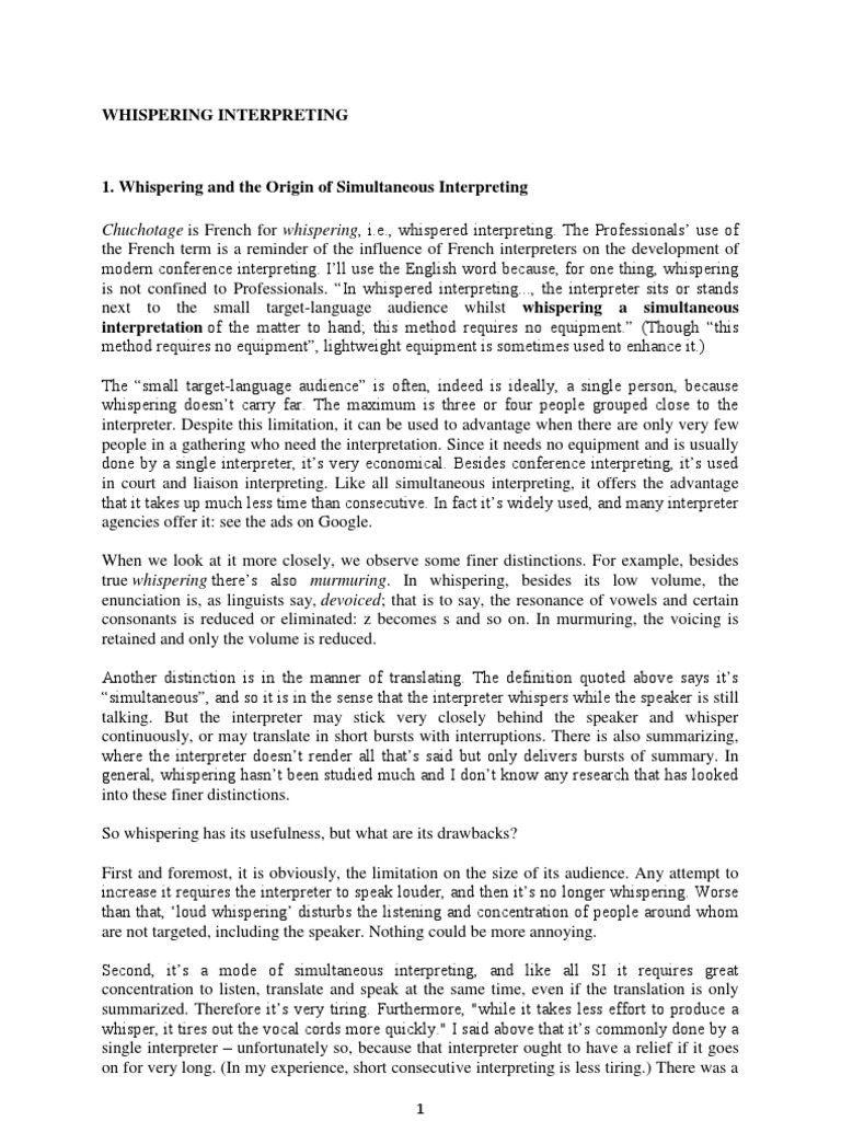 Whispering Interpreting | PDF | Language Interpretation | Cognitive Science