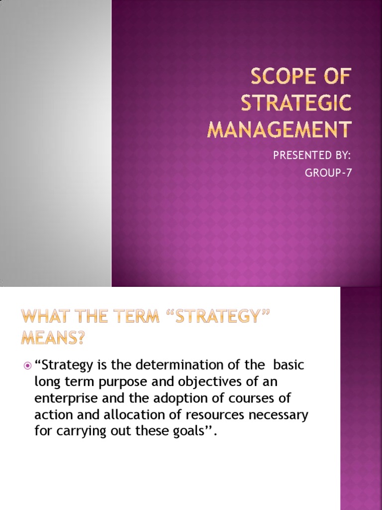 Scope of Strategic Management Explained | PDF
