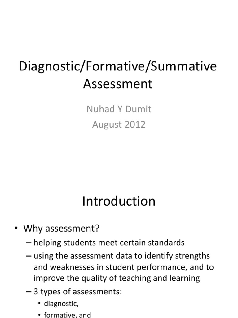 Diagnostic Formative Summative Asst | PDF