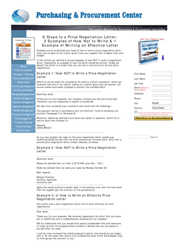 Price Negotiation Letter 6 Steps | PDF | Negotiation | Business