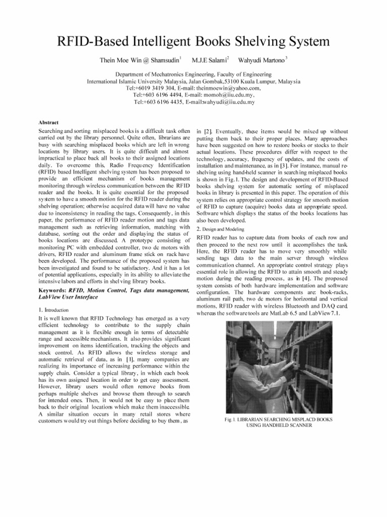 RFID Library Book Shelving System | PDF | Radio Frequency ...